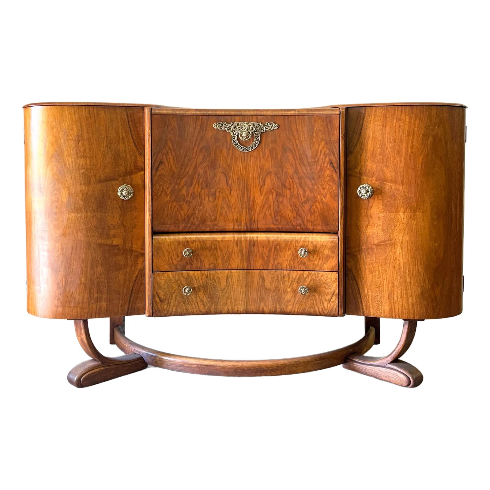 1957 Beautility Sideboard With Lighted Center Bar | Chairish