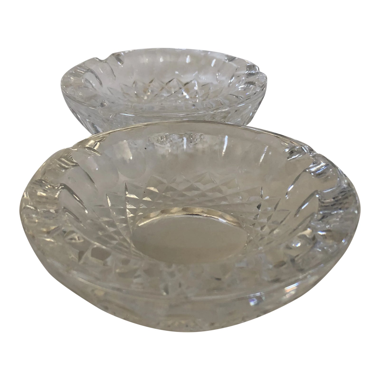 Modern Waterford Crystal Colleen Pattern Ashtray Set of 2 | Chairish