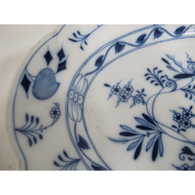 Meissen Porcelain Blue Onion 17" Oval Serving Platter Dish | Chairish