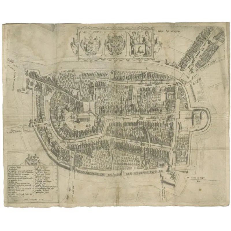Antique Map of the City of Franeker by Bast, 1598 | Chairish