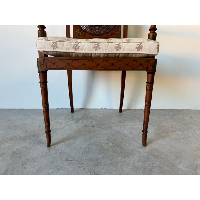 Vintage Adams Style Wood and Cane Paint Arm Accent - Desk Chair | Chairish