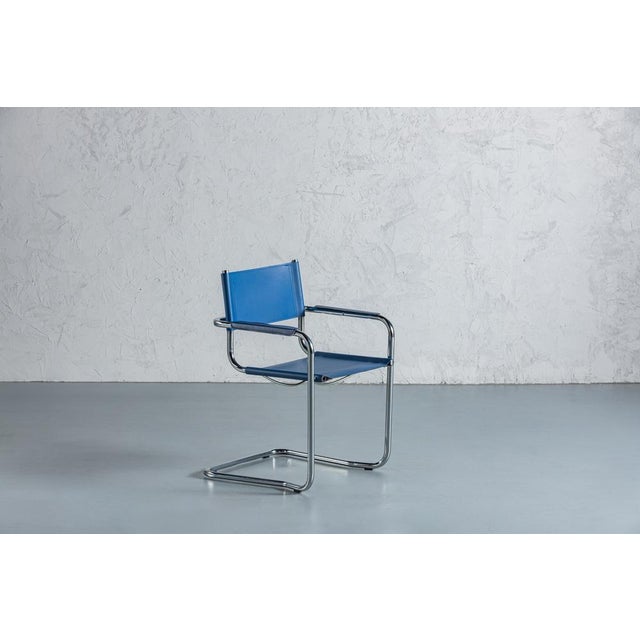 Blue Leather Chair from Mart Stam, 1970s | Chairish