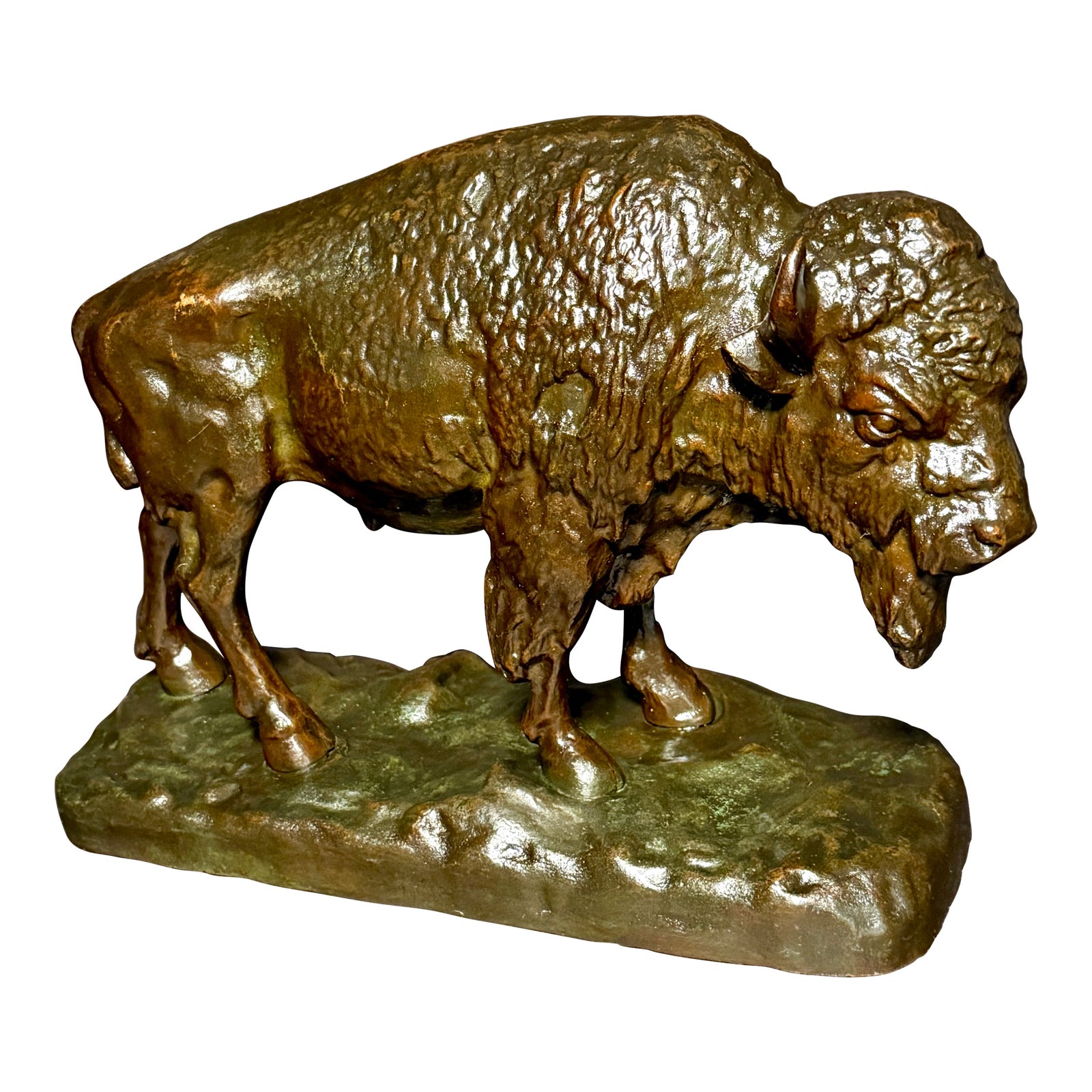 Fine Antique Bronze Bison Statue – Early 1900s American Buffalo ...