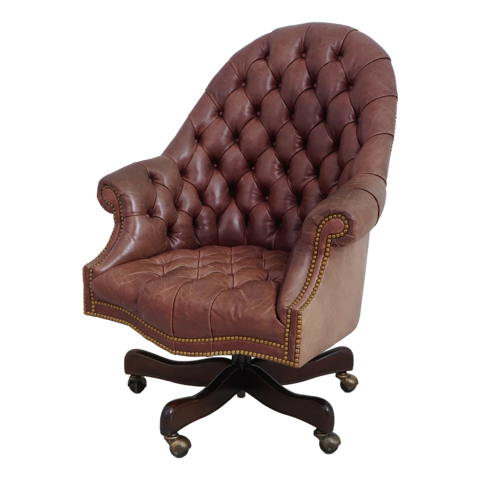 Hancock & Moore Tufted Leather Executive Desk Chair | Chairish