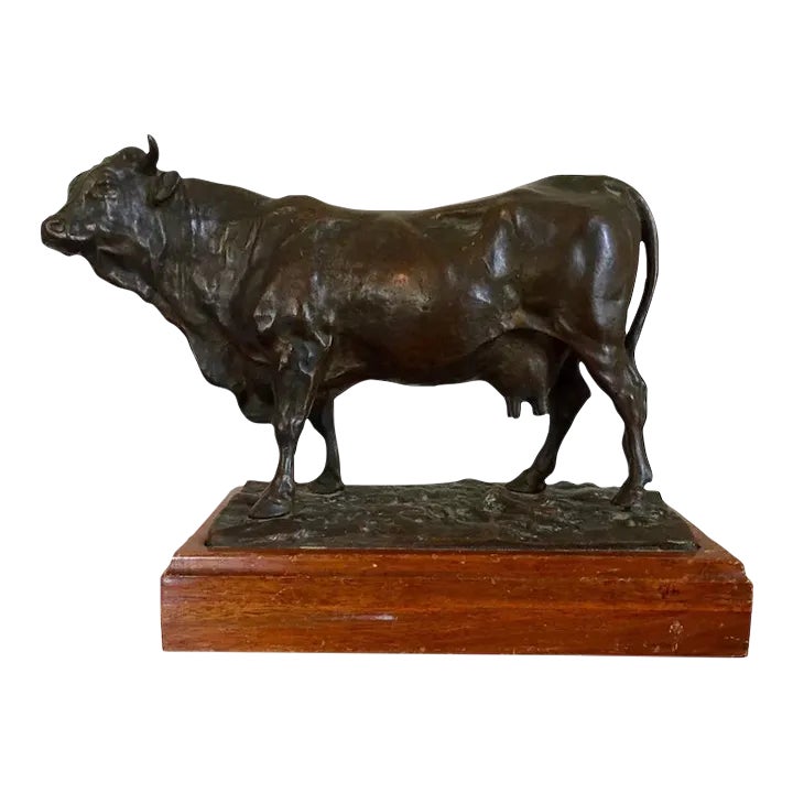 19th Century Bronze Sculpture of a Cow | Chairish