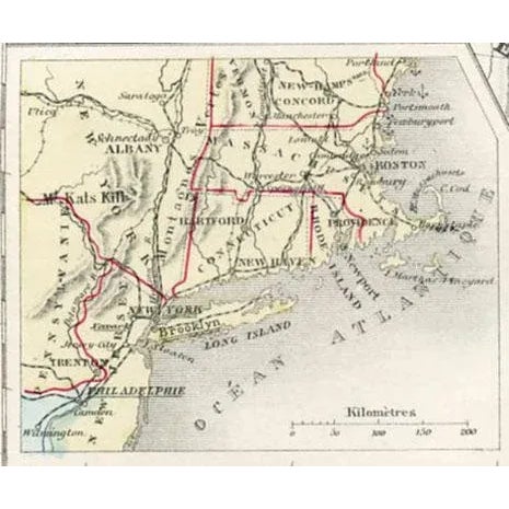 1865 United States Original Engraved Map | Chairish