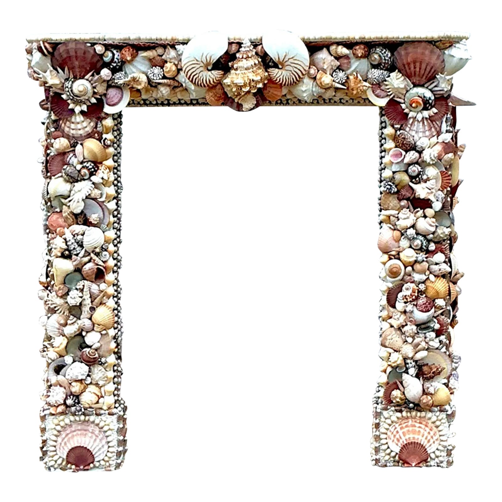 Vintage Boho Shell Encrusted Fireplace Surround | Chairish