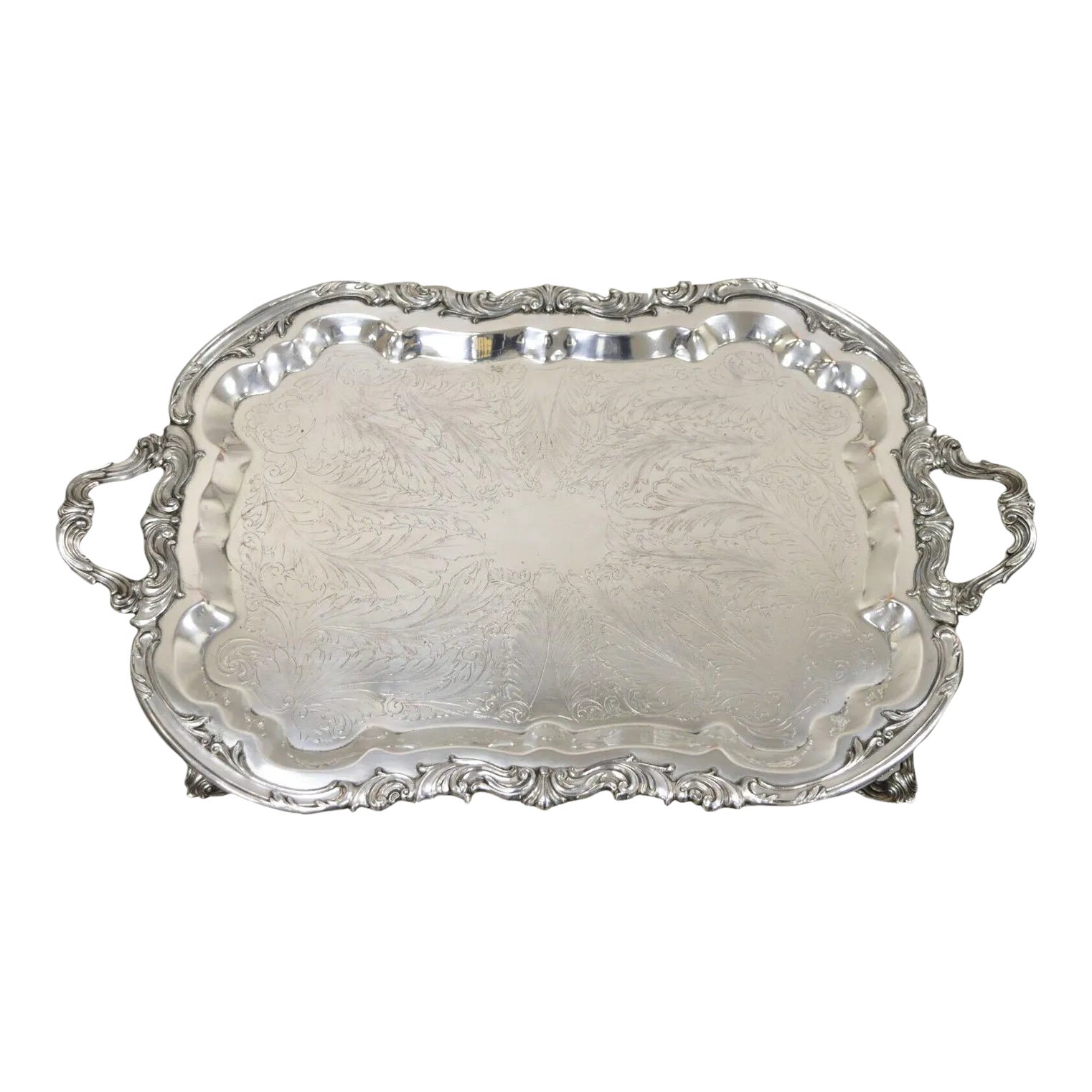 Vintage Fb Rogers Silver Co 2377 Silver Plated Serving Tray | Chairish