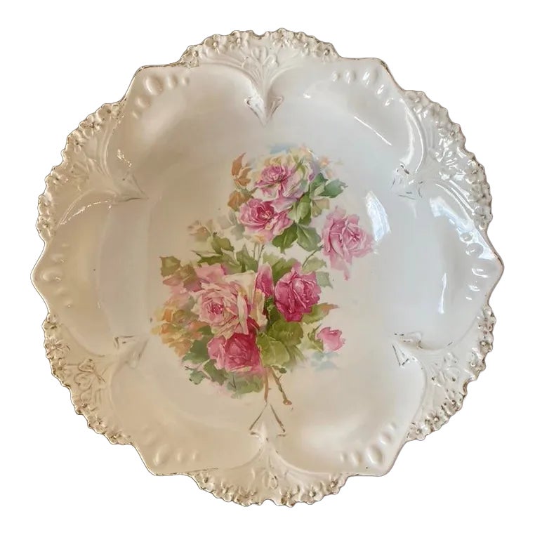 Early 20th Century German White and Rose Porcelain Serving Bowl by ...