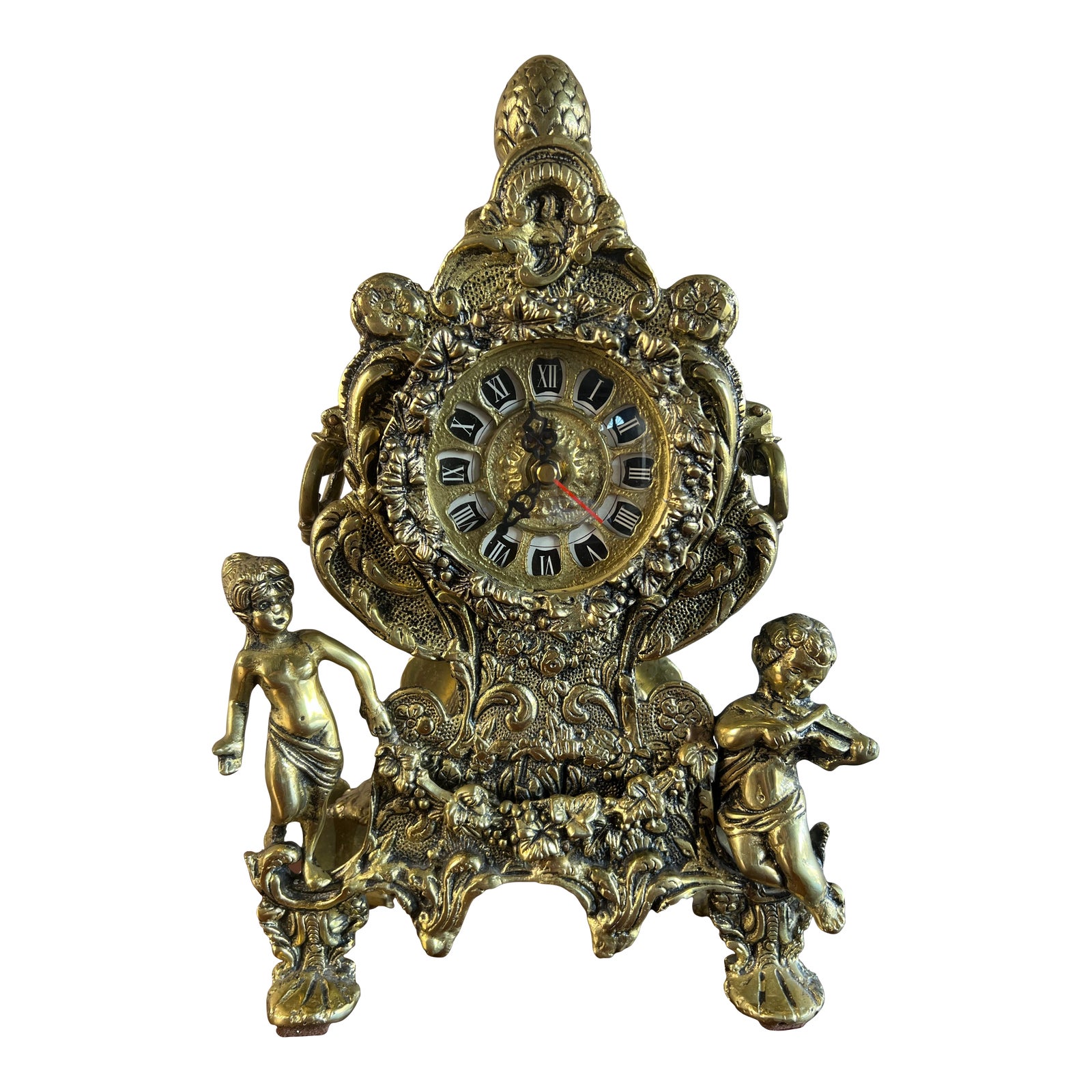 Vintage Antique Reproduction Rococo Style Ornate Brass Clock With ...