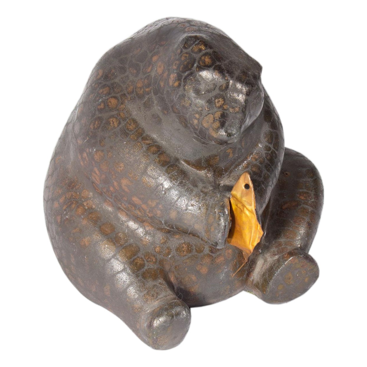 Raku Pottery Bear With Copper Fish by Tony Evans | Chairish