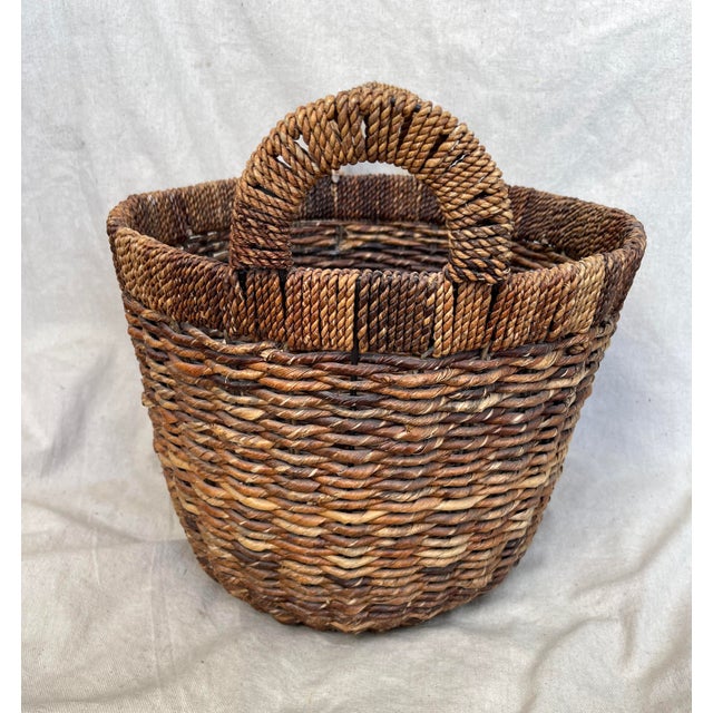 Vintage Woven Raffia Basket W/Handles | Chairish