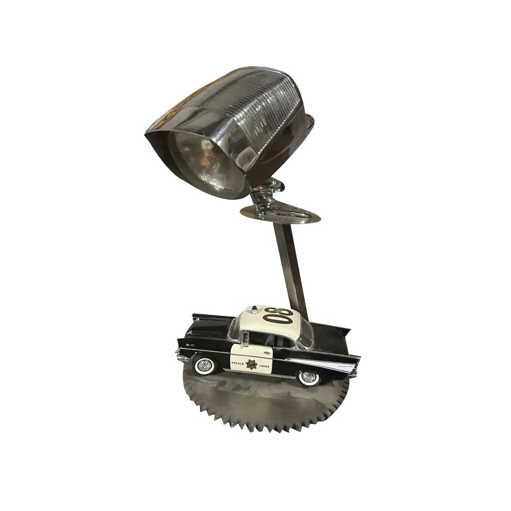 American Police Lamp with Retro Headlight, 1960s | Chairish