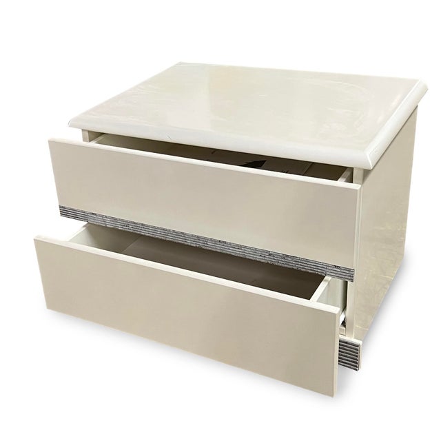 Robert Rougier Pearl and Silver Nightstands -A Pair | Chairish