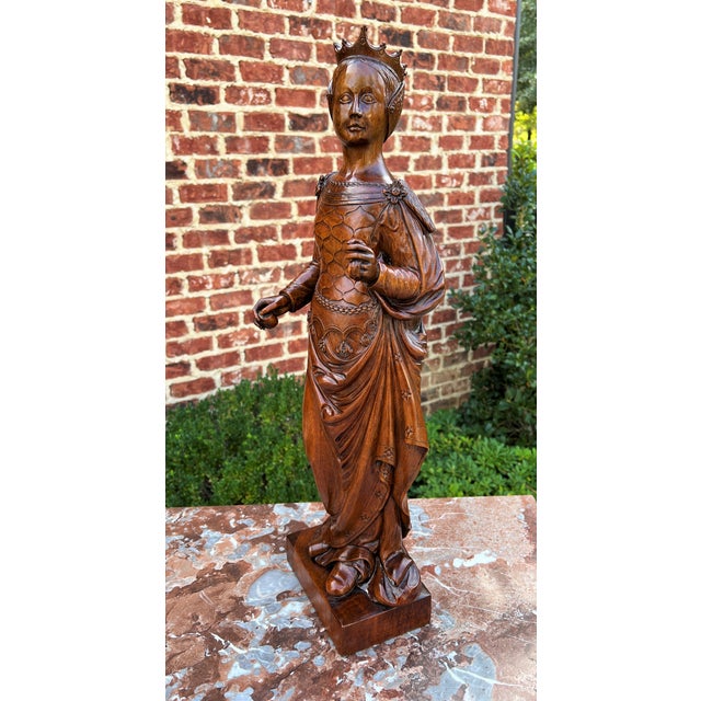 Antique French Statue Figure Sculpture Queen Lady With Crown Medieval ...