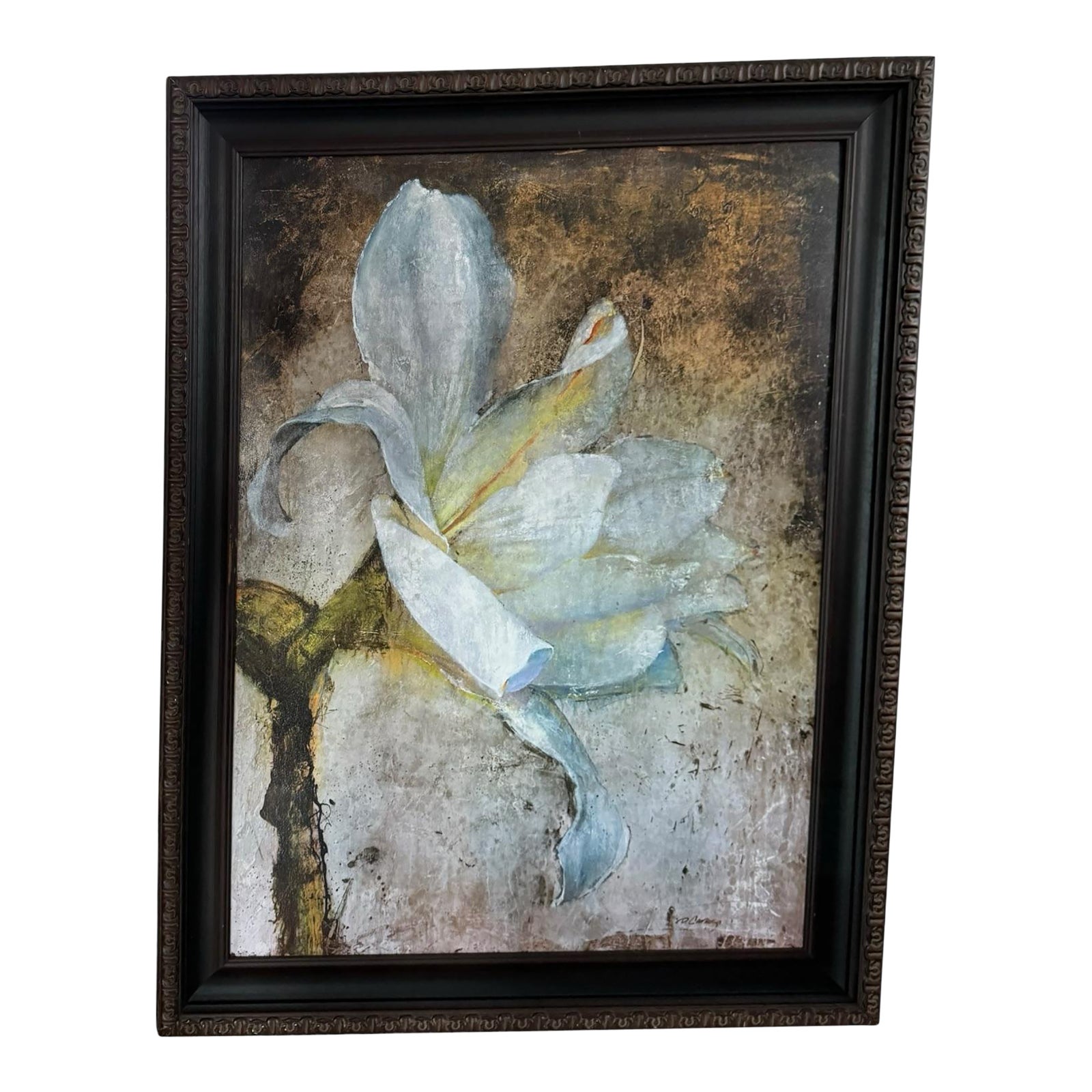 Late 20th Century Ethan Allen 'Aubade' White Rose Floral Petals Artwork ...
