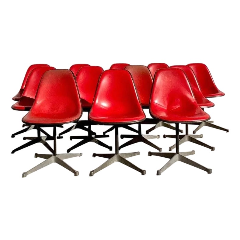 Herman Miller Molded Fiberglass Red Shell Chair - Set of 12 | Chairish