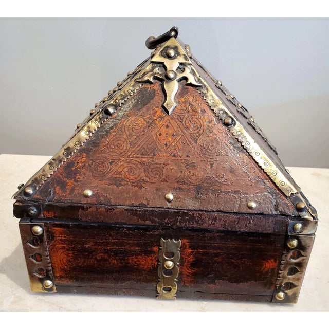18th Century Brass and Lacquered Teak Dowry Box | Chairish