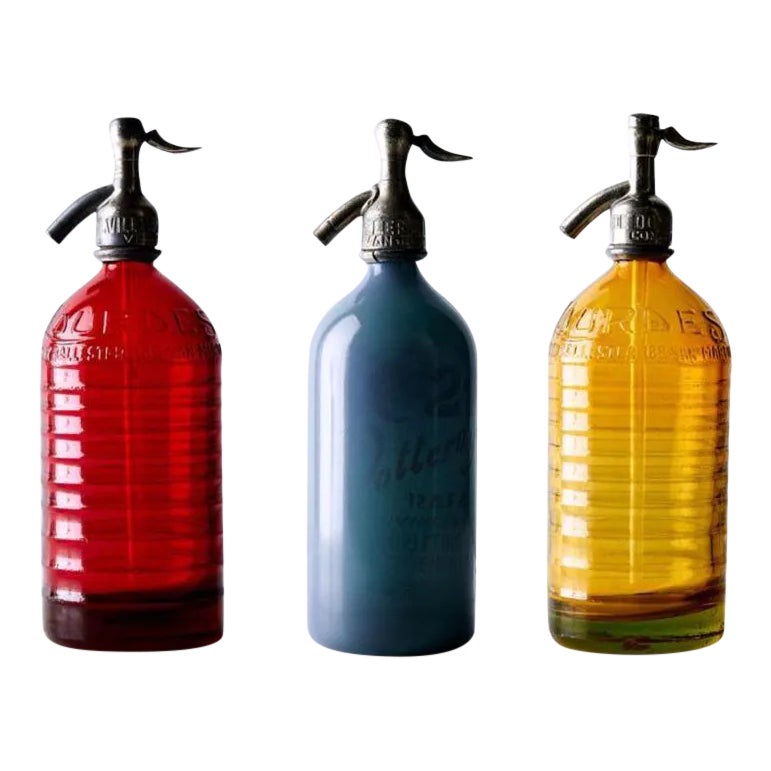 1930s Vintage Restored Seltzer Bottles - Set of 3 | Chairish