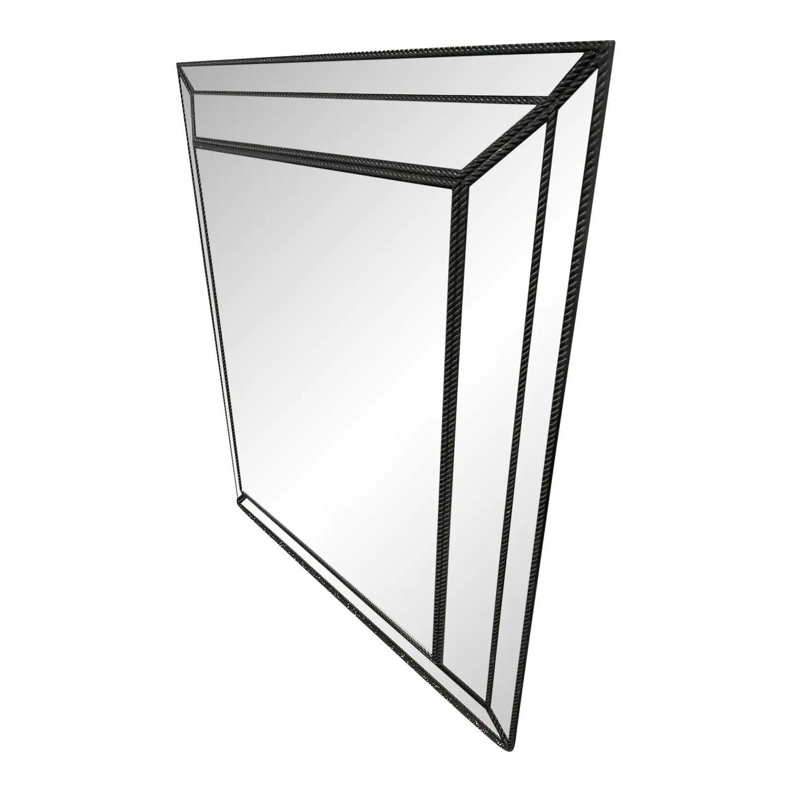21st Century Double Beveled Mirror With Ebonized Pearl Dots | Chairish