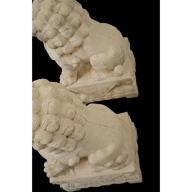 1970s Large Cement Garden Statuary Foo Dogs, A Pair | Chairish