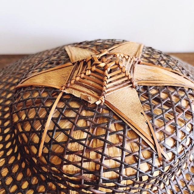 Vintage Filipino Salakot Woven Rattan and Coconut Fiber Sun Hat | Chairish