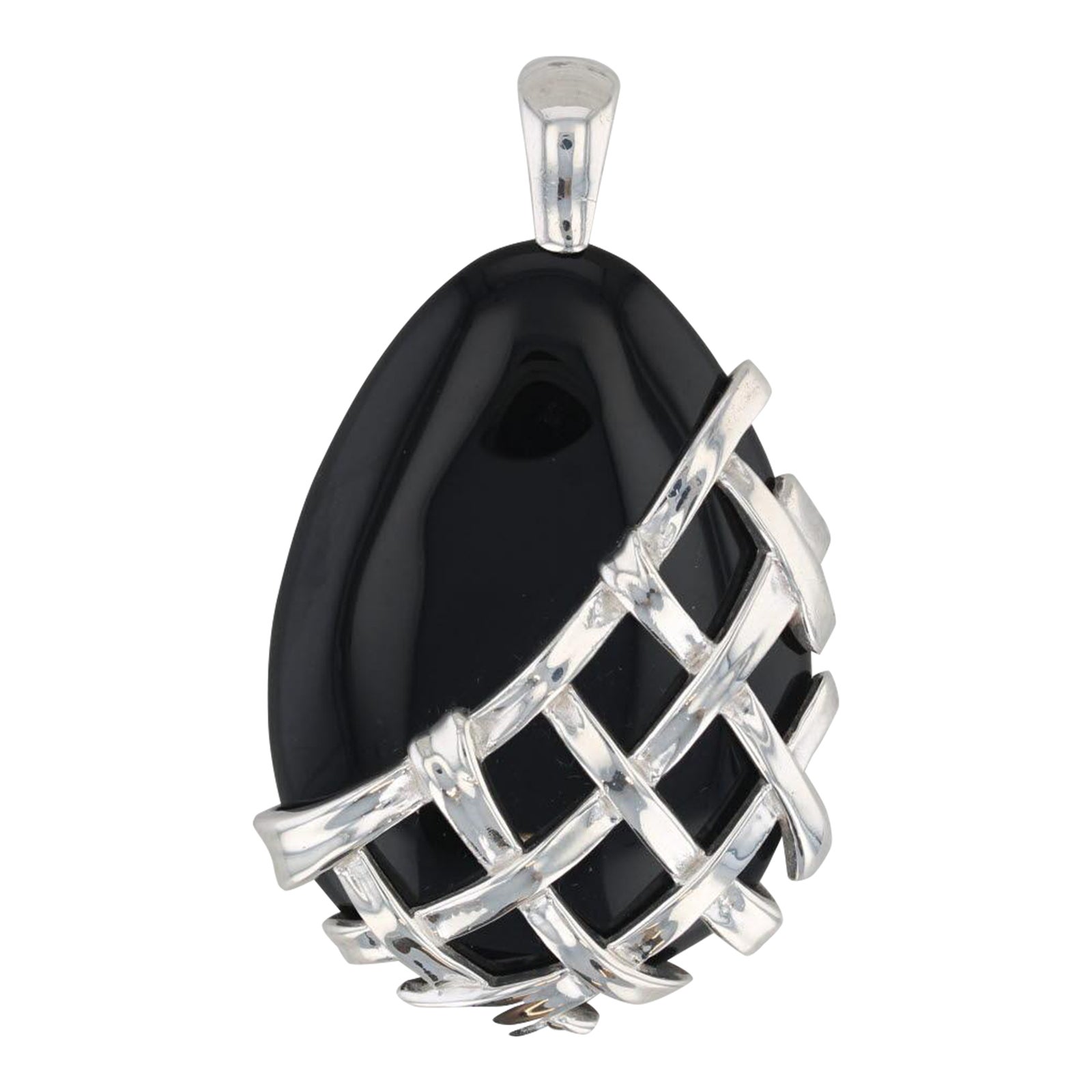Slane & Slane Onyx Statement Enhancer Pendant Sterling Silver Basket ...