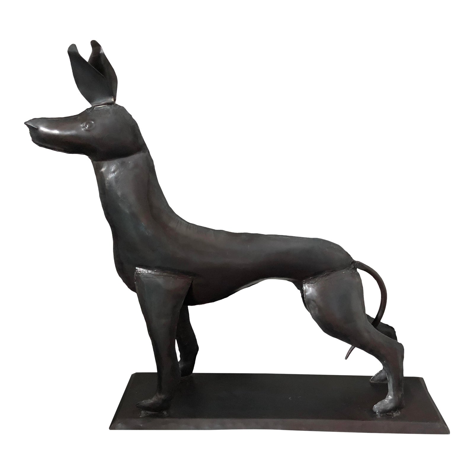 Late 20th Century Metal Whippet Dog Sculpture | Chairish