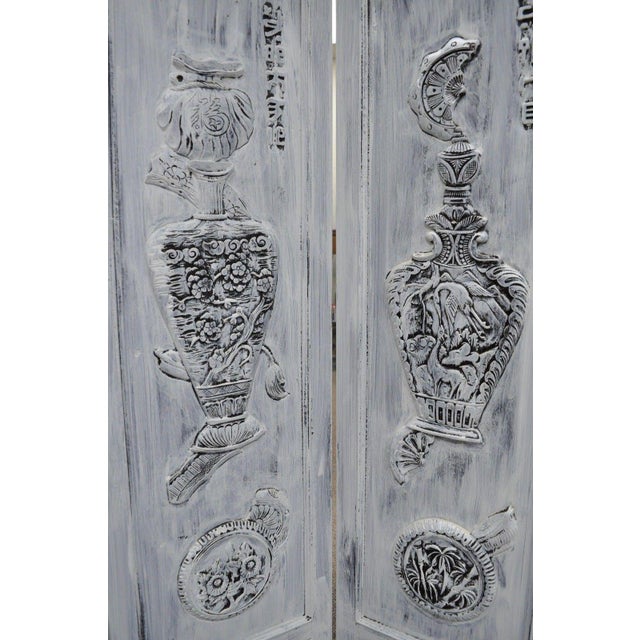 Middle Eastern Mediterranean Oriental 4 Section Wood Screen Divider ...