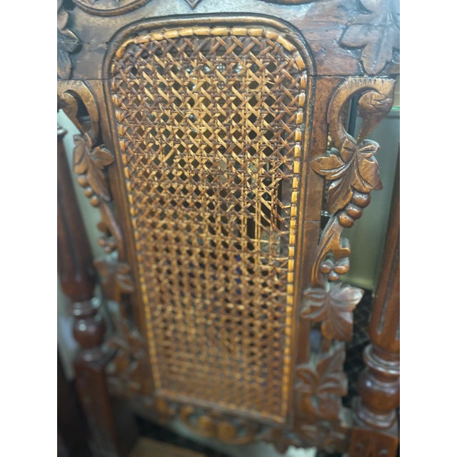 French Antique Carved Walnut Hunt Style Renaissance Cane Side Chairs ...