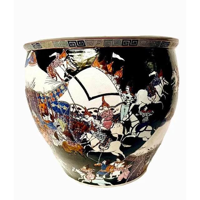 Mid 20th Century Large Chinese Export Famille Noire Storybook Fish Bowl ...