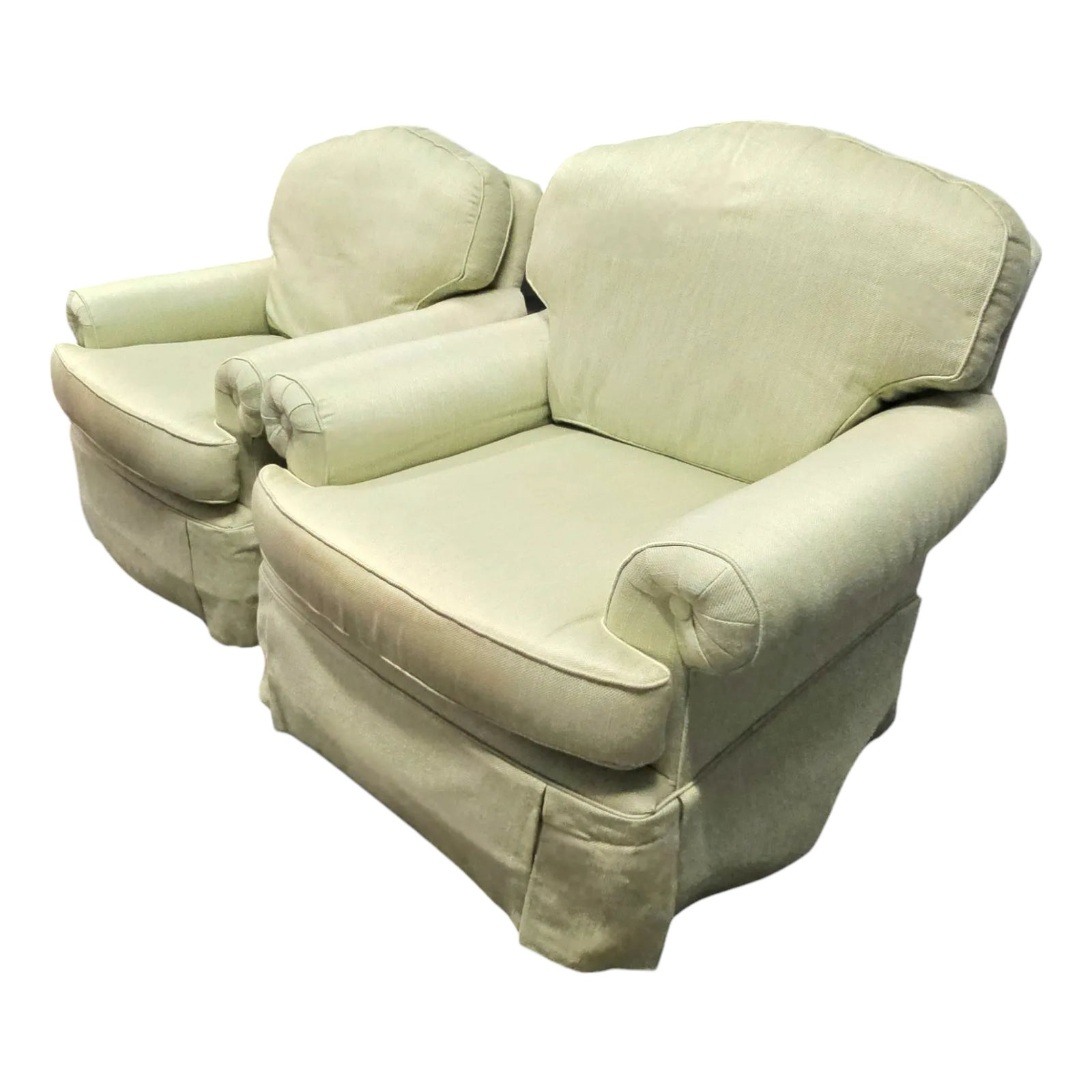 Late 20th Century Drexel Heritage Oversized Club Chairs – Pair in Green ...