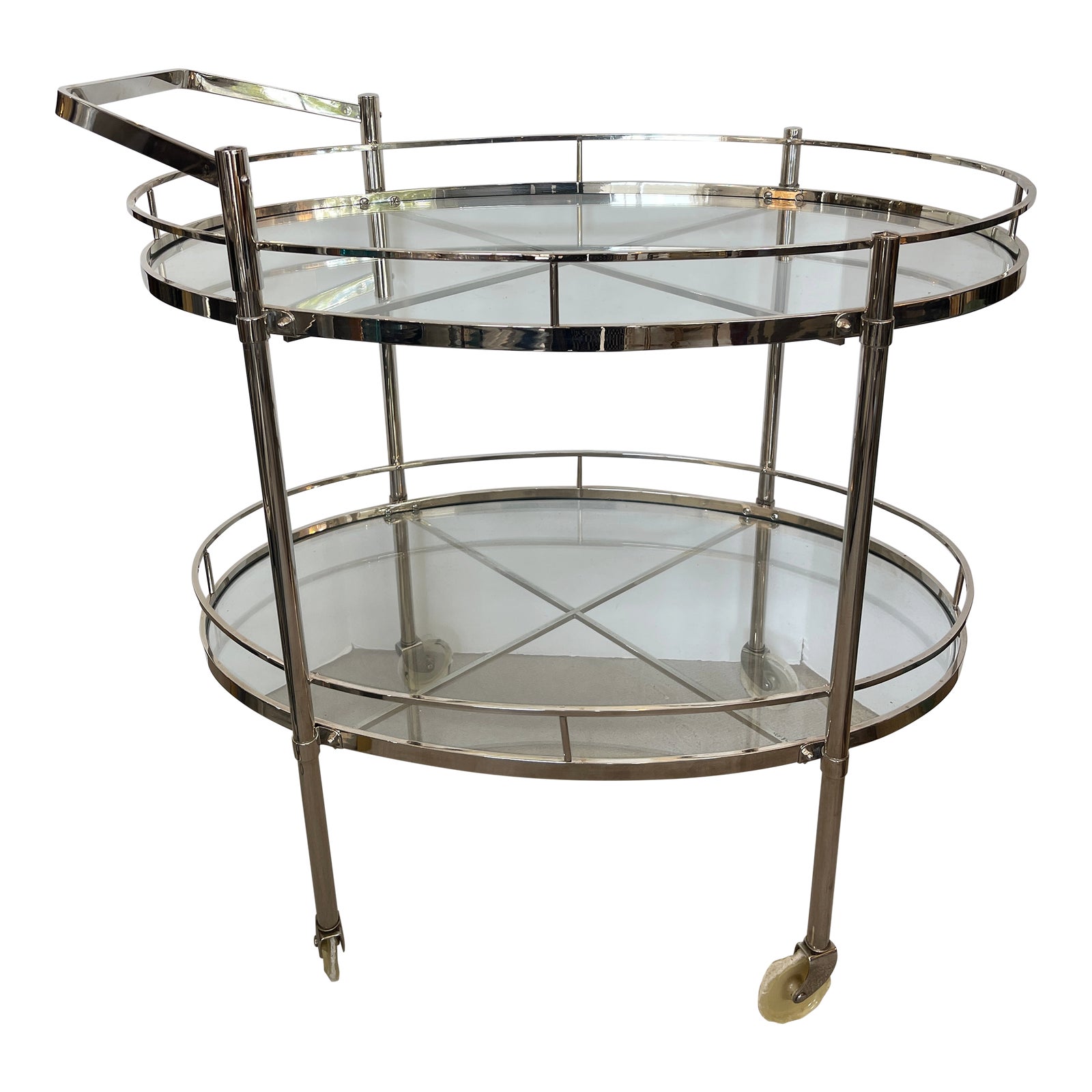 Bar Cart, Chrome & Glass Two Tier Italy | Chairish