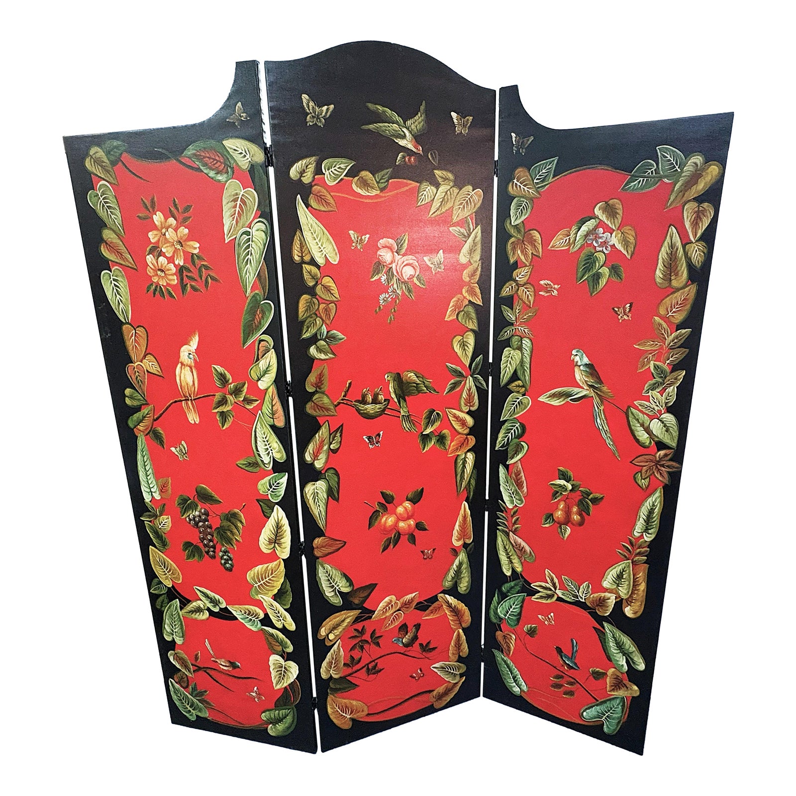 Vintage Chelsea House 3-Panel Canvas Floor Screen Hand Painted by ...