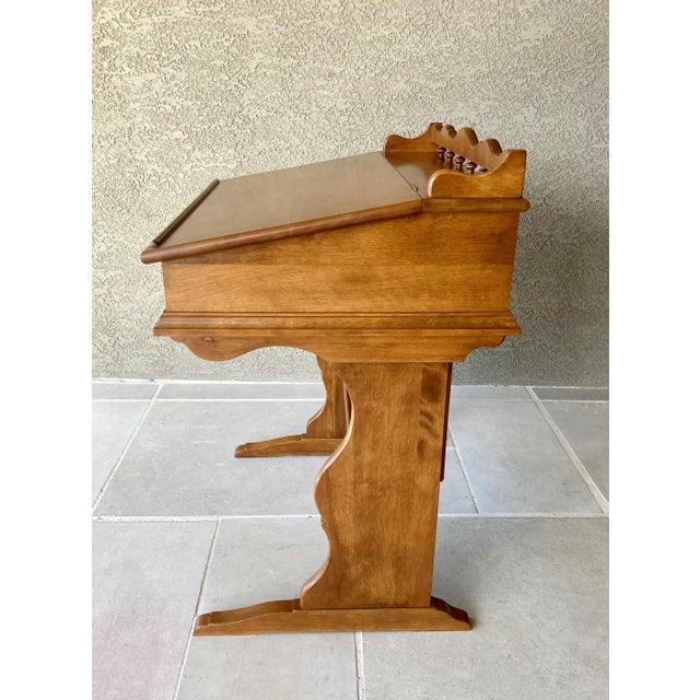 Mid 20th-Century Solid Maple Wood Schoolmaster’s Slant Top Trestle Base ...