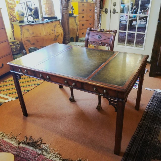 Mahogany Writing Desk With Leather Insert Top | Chairish
