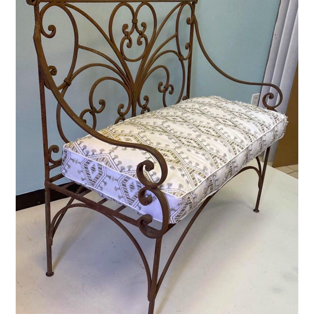 Mid-Century French Scrolling Iron Garden Settee or Bench | Chairish
