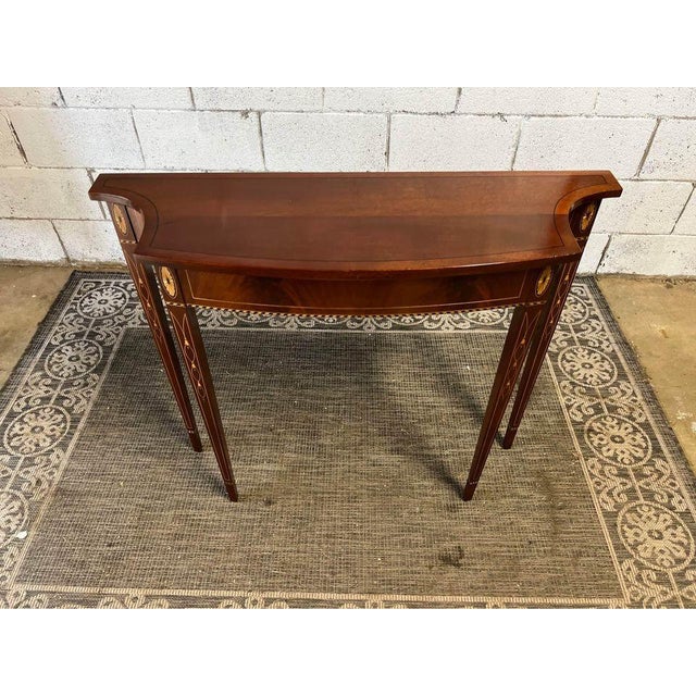 Stickley Furniture Federal Style Mahogany Inlaid Console Table. | Chairish