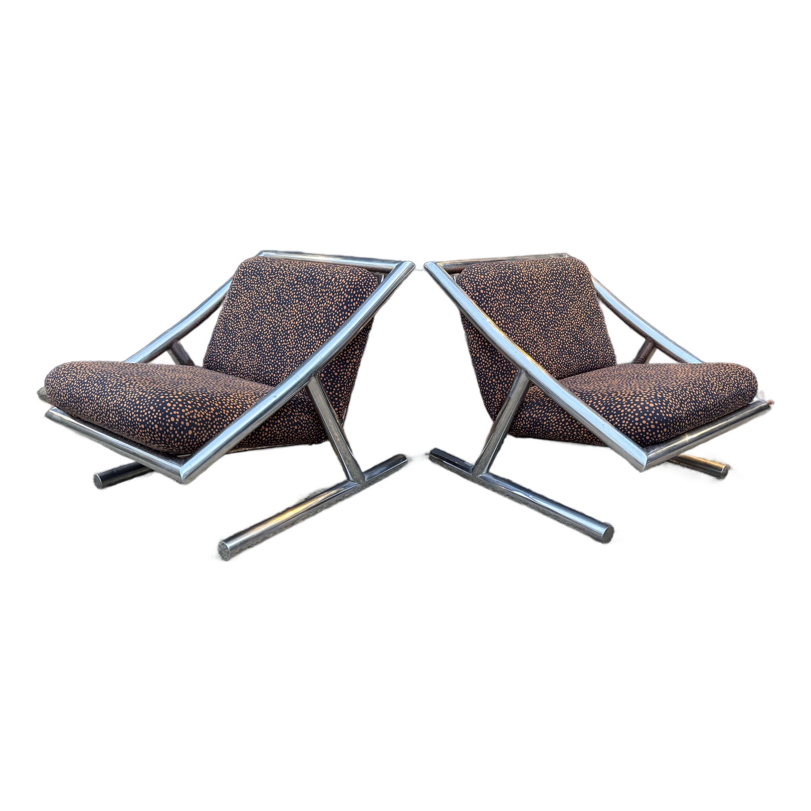 Plato Ginello Lounge Chairs, Pair – Institutional Modern, Chrome Frame ...