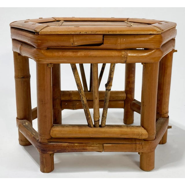 Vintage Scorched Bamboo Riser or Plant Stand | Chairish