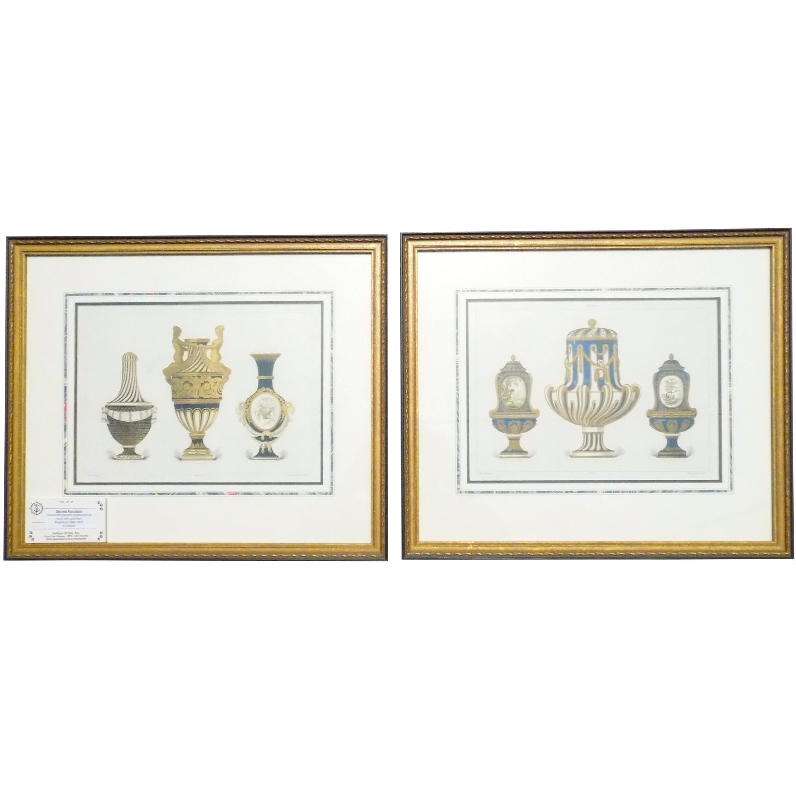 1899 Framed Porcelain Object Prints- A Pair | Chairish