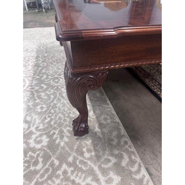 Late 20th Century Ethan Allen Ball and Claw Feet Mahogany Coffee Table ...