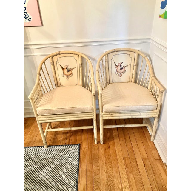 Pair of Maitland-Smith Coastal Rattan Pavilion Chairs | Chairish