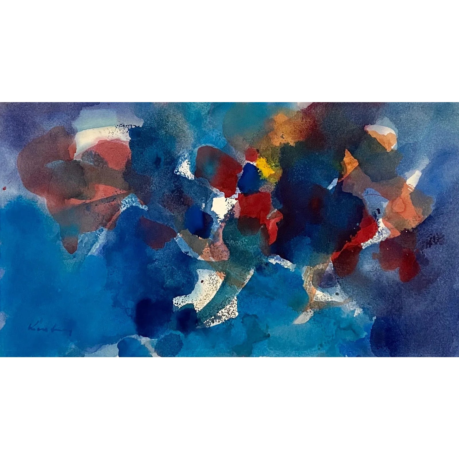 Modernist Abstract Expressionist Watercolor Painting by Pawel Kontny ...