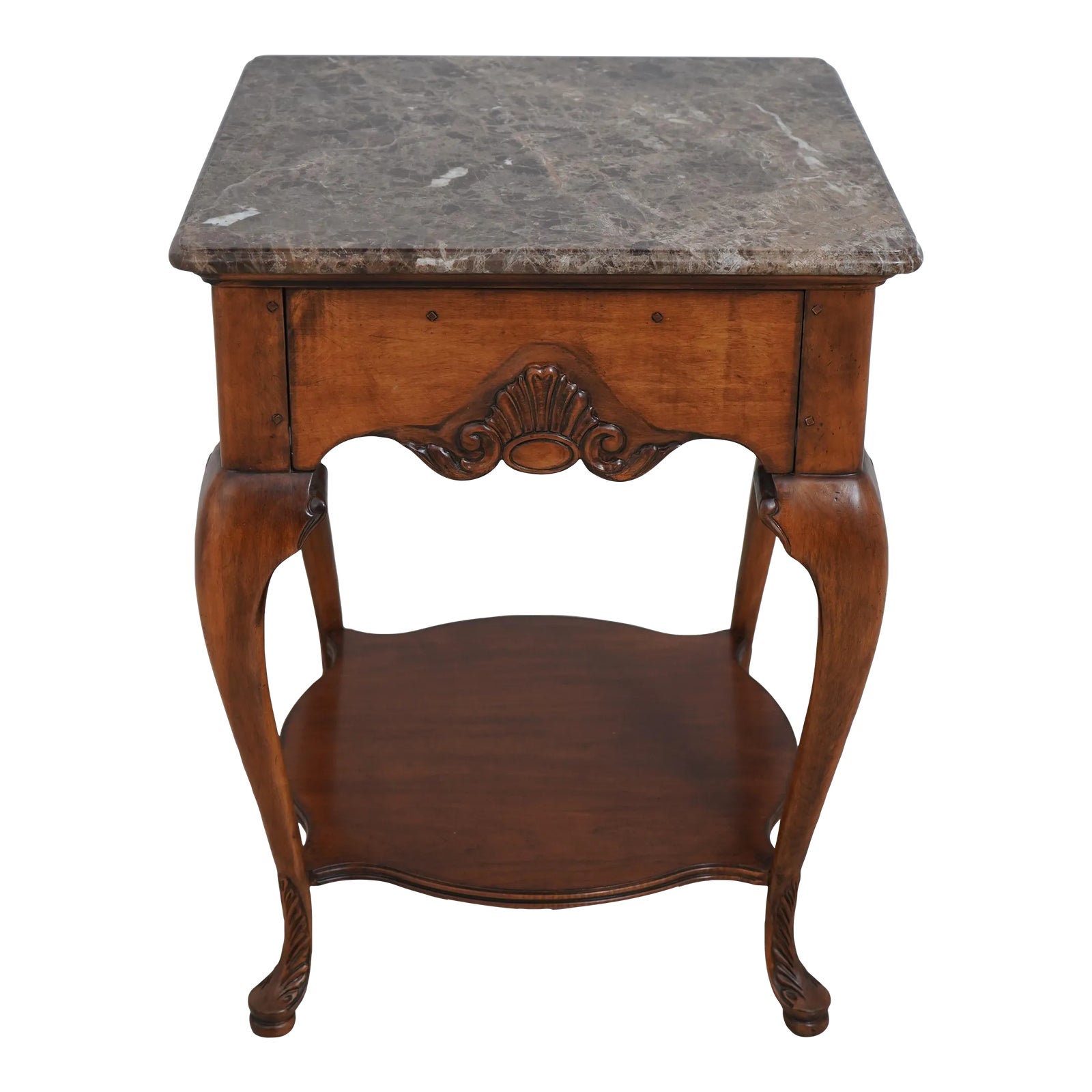 Drexel French Style Marble Top Nightstand Lamp Table | Chairish