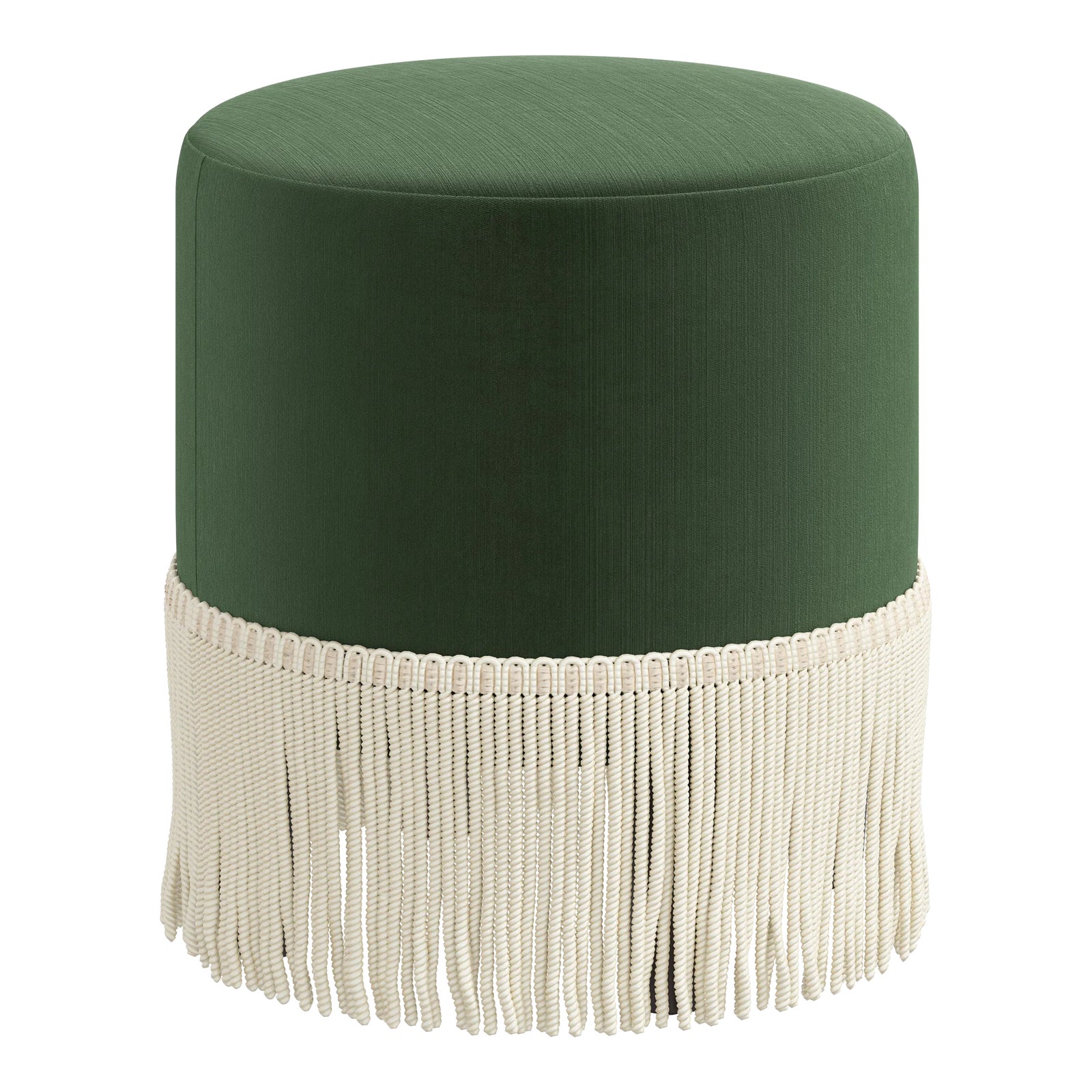 Fringe Ottoman in Titan Emerald | Chairish