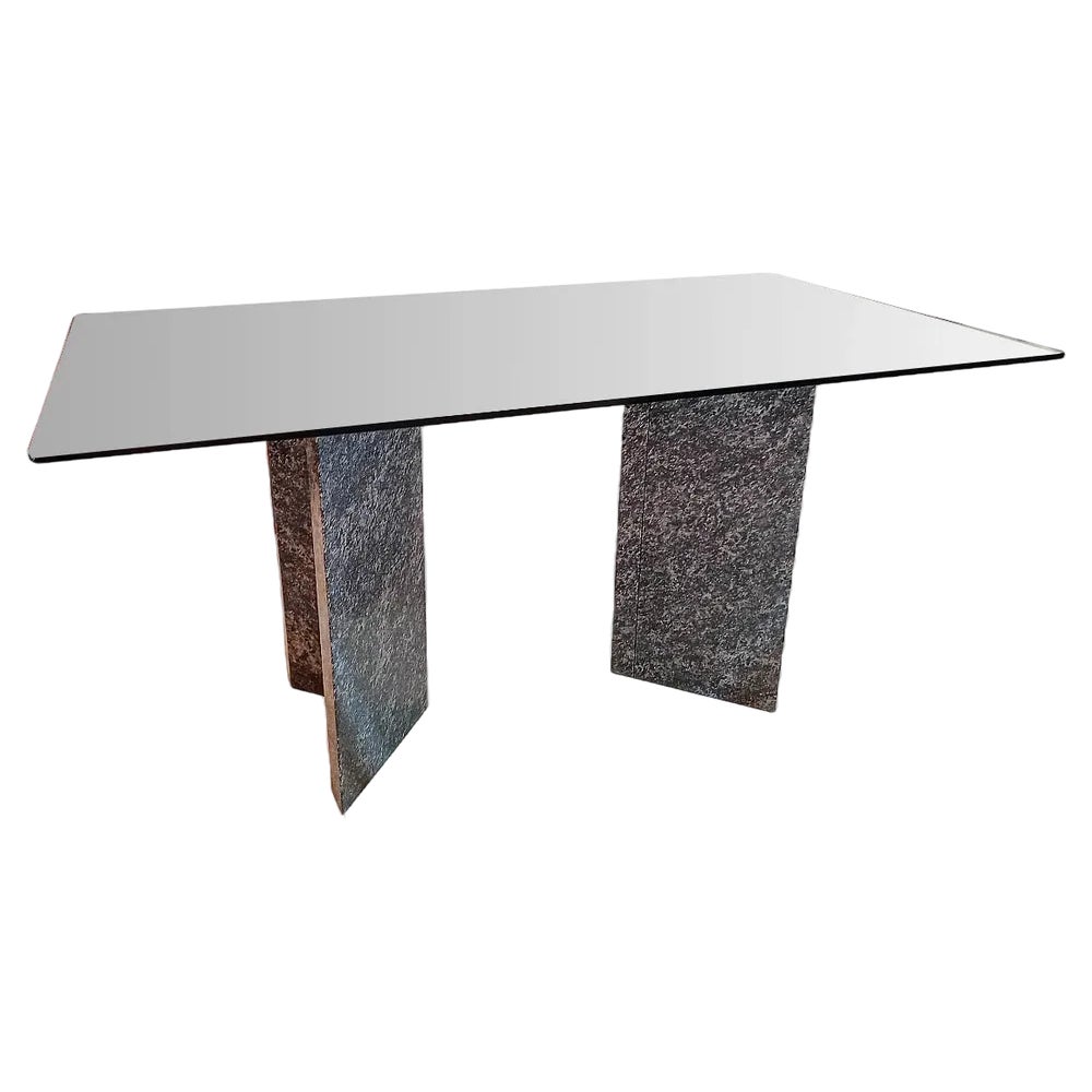 Dining Table in Granite and Glass, 1980s | Chairish