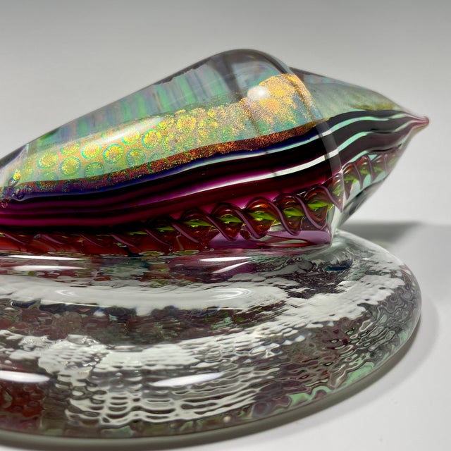 1990s James Novak Colorful Conch Shell Art Glass Paper Weight | Chairish