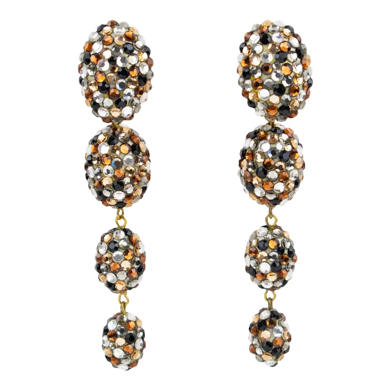Richard Kerr Topaz, Silver and Gray Crystal Dangle Pair of Clip ...