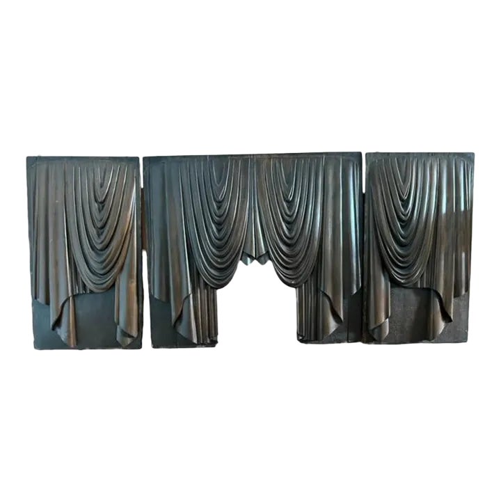 Antique Folk Art Pair of American Victorian Carved Drapes for Funeral ...